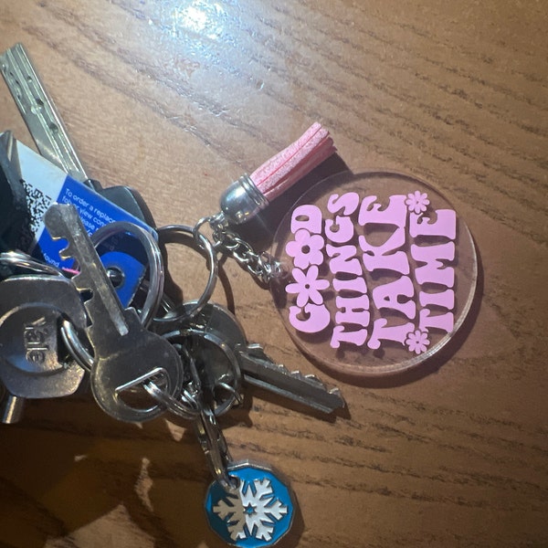 Positive Quote Keyring | Groovy Keychain | Various Designs and Colours ...