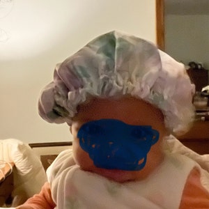 Blue Satin Baby Hair Bonnet, Unisex Hair Bonnet for Kids, Baby Bonnet ...