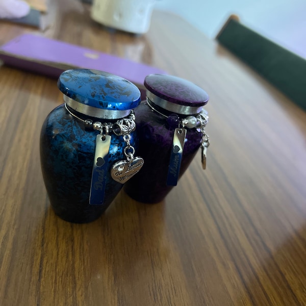 In Loving Memory Blue Heart Keepsake Urn - Love Charms® Engraving ...