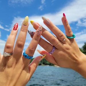 Fruit Animal Style Rings Colorful Fun Funky Dipped Open - Etsy