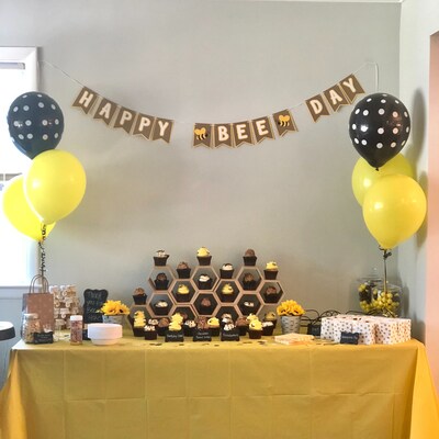 Bee Themed Happy Birthday Banner, Bumblebee Birthday Party, Happy Bee ...