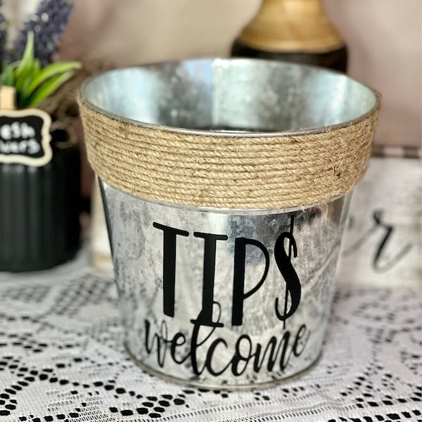 Digital Tip Jar Sticker Tips Welcome Cut or Print Tip Jar Label Design ...