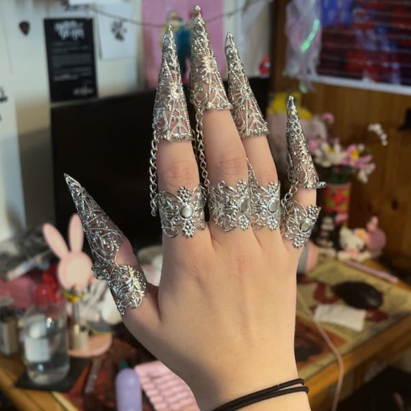 Hand Armor Finger Claws Goth Halloween Gift Claw Rings "kali", Dark ...