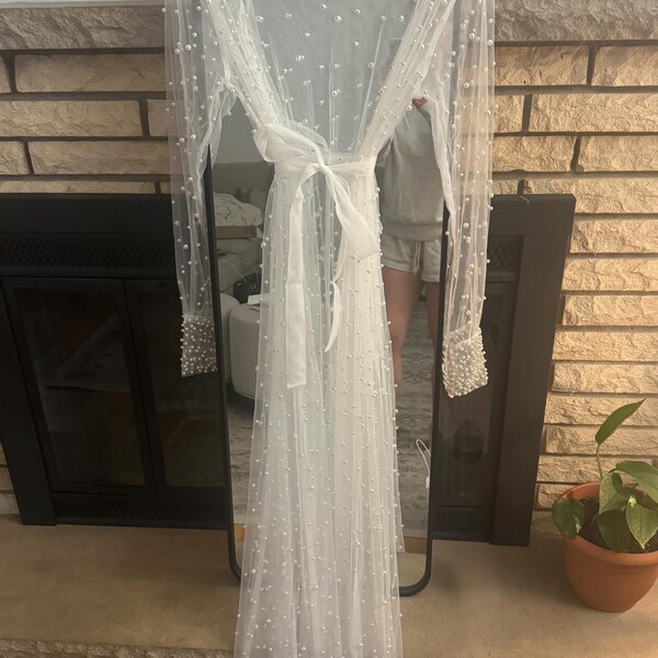Bridal Robe, Wedding Bride Robe, Tulle Robe, Luminous Lace & Glitter ...