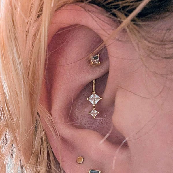 16G Gold Colored Rook Earring/curved Barbell/eyebrow Ring/daith Earring ...