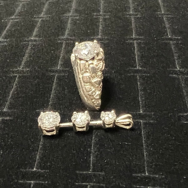 3 Stone Round Pre-notched Sterling Silver Pendant Setting - Etsy