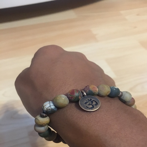 Om Charm Bracelets. Ohm Gemstone Jewelry Tibetan. Yoga Bracelet Gift ...