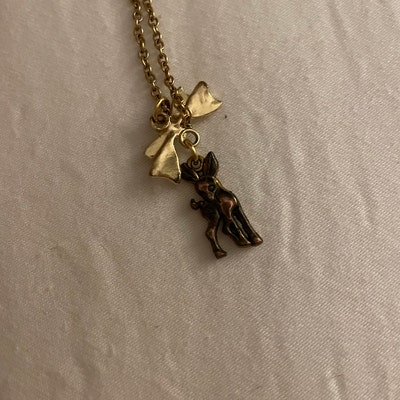 Dainty Deer & Bow Chain Necklace - Etsy
