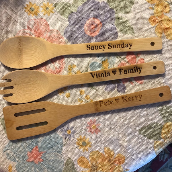 Wooden Utensil Set - Bamboo Utensils - Cooking Party Favors ...