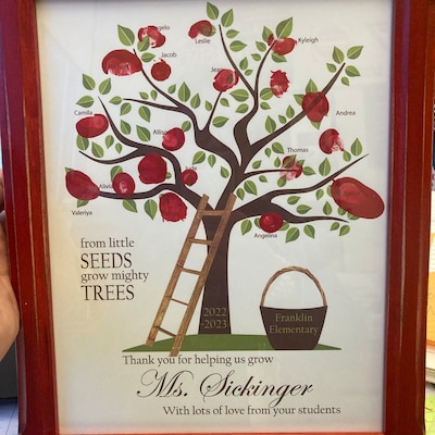 Religious Teacher Gift / Fingerprint Apple Tree With Bible - Etsy