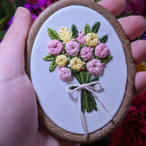 Bouquet PDF Pattern, Rose Hand Embroidery Pattern, Beginner Embroidery ...