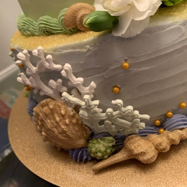 Edible Sugar Seashells, Beach Wedding Cake & Cupcake Toppers, Hard ...