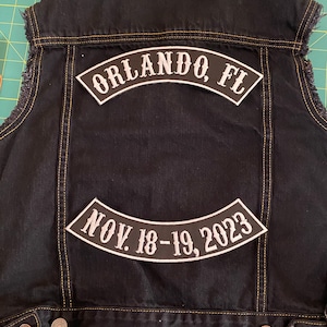 Custom Embroidered Top and Bottom Rocker Set MC Biker Patch 617 Sizes ...
