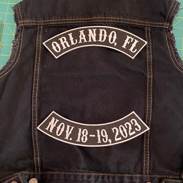 Custom Embroidered Top and Bottom Rocker Set MC Biker Patch 6"-17 ...