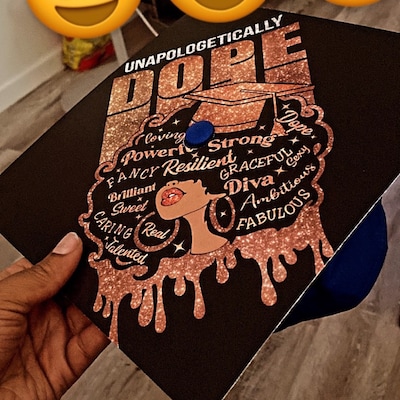 Unapologetically Dope Black Girl Graduation Cap Topper, Black Queen ...