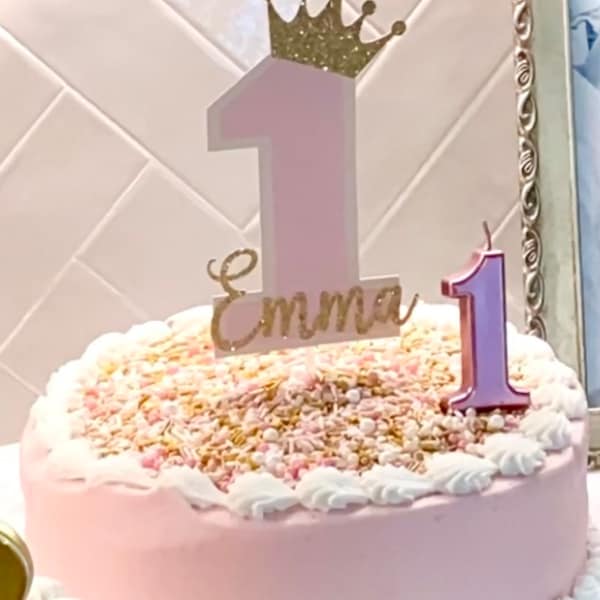 Princess Cake Topper Personalized First Birthday Cake Topper Pink and ...