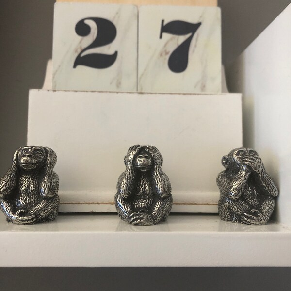 Thimble See No Evil Hear No Evil Speak No Evil Monkeys, Pewter ...