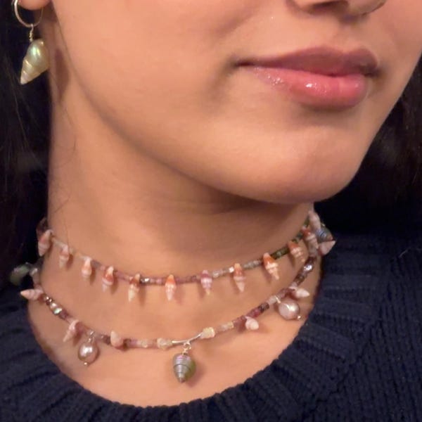 Time Traveler Shiva Eye Shell and Keshi Pearl Pendant on Sterling ...