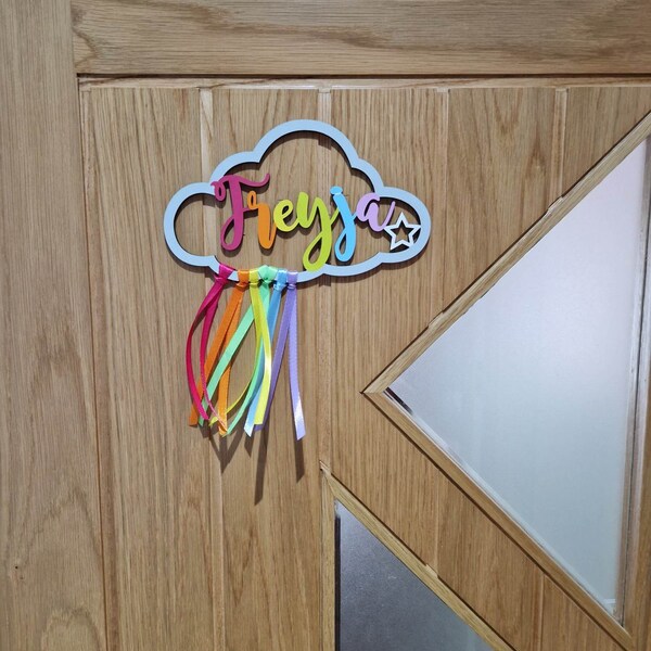 Personalised Rainbow Name Cloud -door Sign - Bedroom Nursery Sign - Etsy