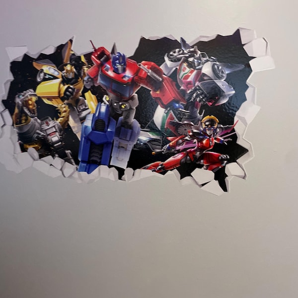 Transformers Autobots Broken Wall Sticker Decal Art Vinyl Mural Kids ...