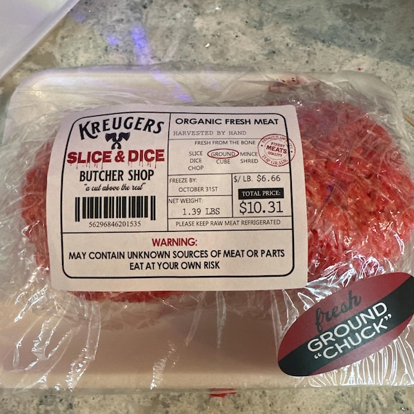 Halloween Raw Meat Stickers, Fake Meat Labels, Raw Meat Rice Treat ...