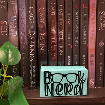 Book Nerd Mini Wood Block Sign I Mini Sign I Tiered Tray Decor I Book ...