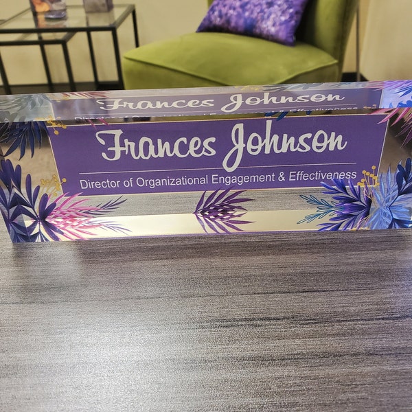 Personalized Desk Name Plate for Office Desk Gold Stripe Design on ...