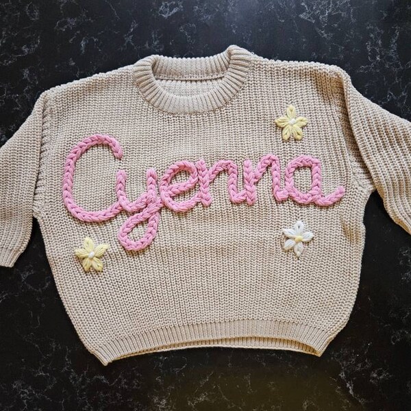 Custom Name Baby Sweater,personalized Hand Embroidered Baby Sweater ...