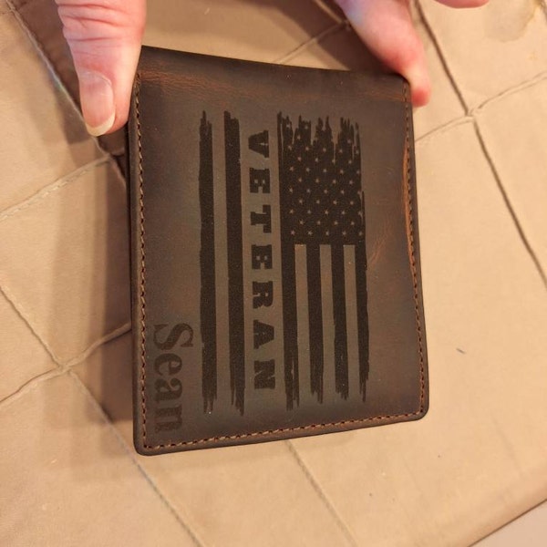 Mens Brown Leather Dog Hunting Wallet. RFID Blocking Genuine Leather ...