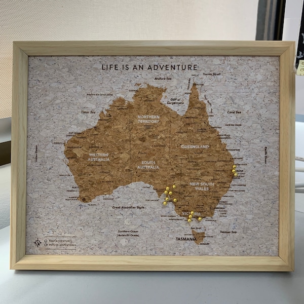 Australia Travel Map Cork Pin Board Desk Size - Etsy