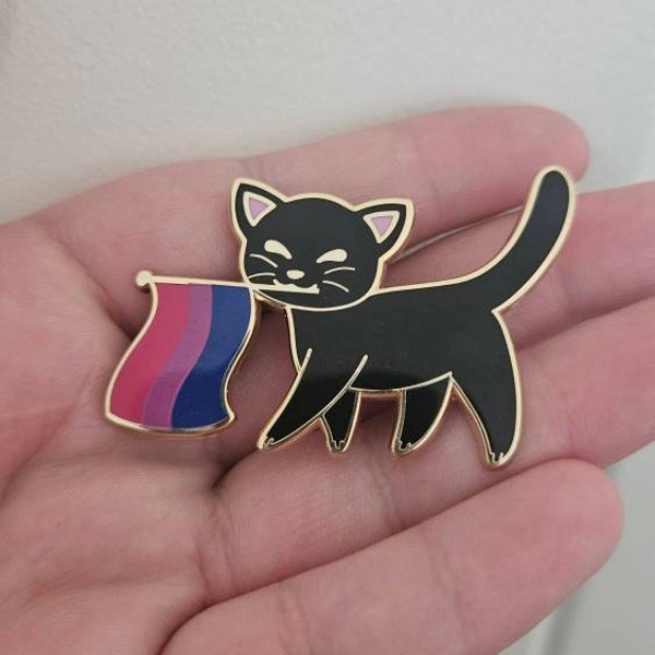 PREORDER Bisexual Pride Flag Cat Hard Enamel Pin | Lapel Pin | Bi Flag ...