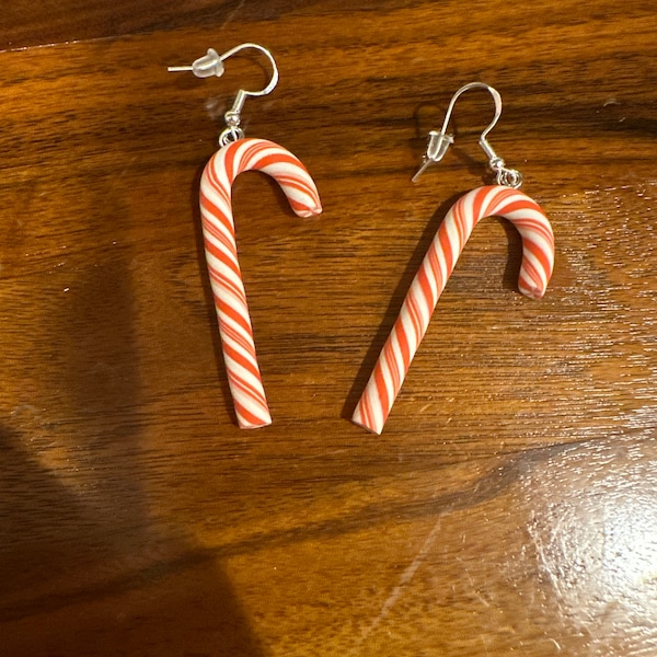 Candy Cane Dangle Earrings, Christmas Earrings, Hypoallergenic, Candy ...