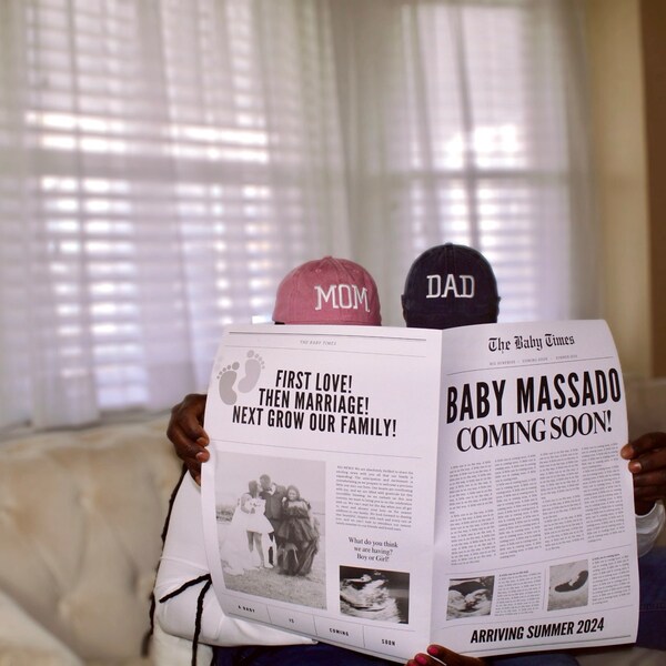 Editable Newspaper Pregnancy Announcement, Canva Baby Newspaper ...