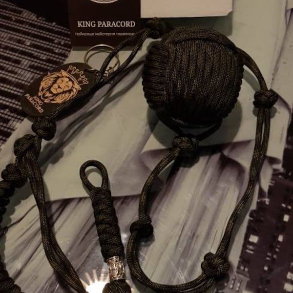 Paracord Monkey Fist Hand Braided Monkey Fist Keychain, Braided ...