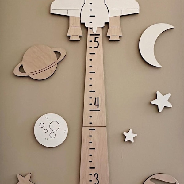 Personalized Space Themed Growth Chart Wooden Growth Chart Rocket Ship ...