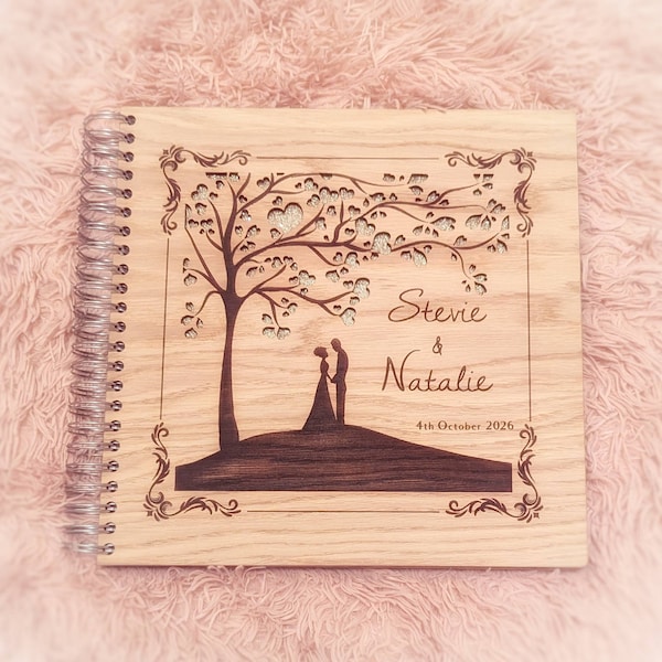 Wedding Guest Book, Wedding Tree Book, Wedding Album, Wooden Wedding ...