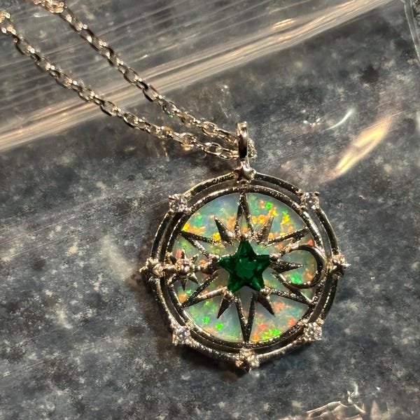 Vintage Pink Crystal Star Pendant Necklace Yellow Gold North Star ...