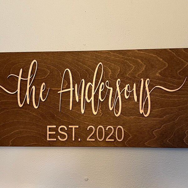 Last Name Sign - Family Name Sign - Wood Name Sign - Custom Name Sign ...