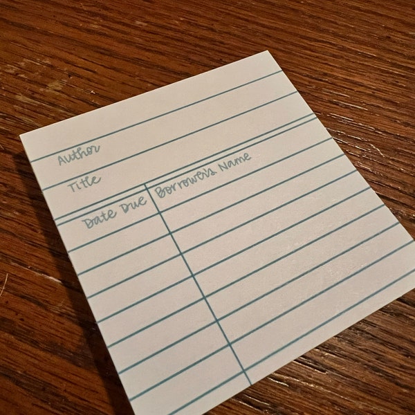 Library Card Sticky Notes - Reading Sticky Notes - Bookworm Gift ...