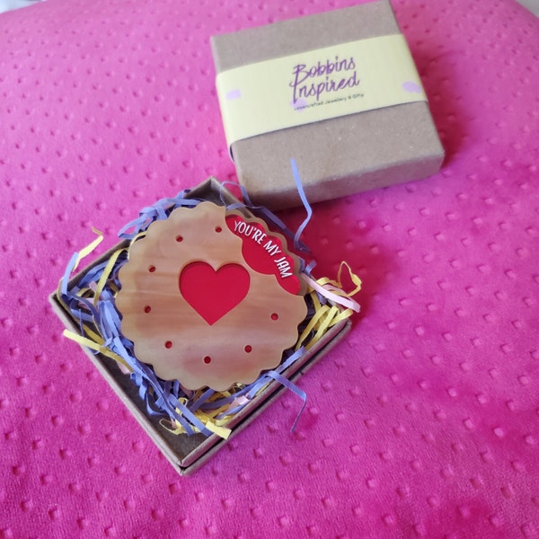 You're My Jam Brooch - Jam Biscuit - Valentines - Acrylic Brooch - Etsy UK