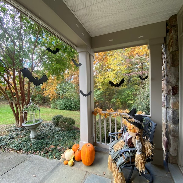 HALLOWEEN BATS Set of 12 or 6 Hanging Bats Halloween Decoration Bats ...