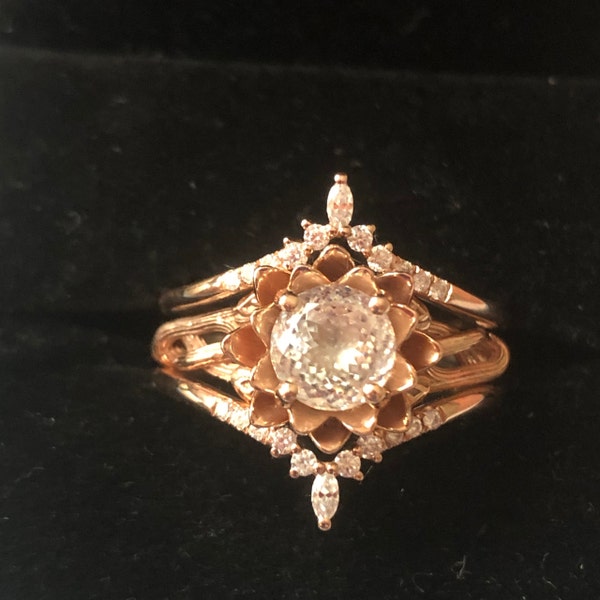 Black Gold Ruby Halo Engagement Ring Set, Vintage Ruby Black Moissanite ...