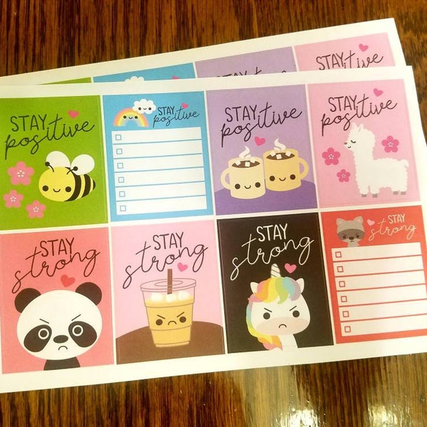 Stay Positive/stay Strong Full Box Reminder Cute Kawaii Planner ...