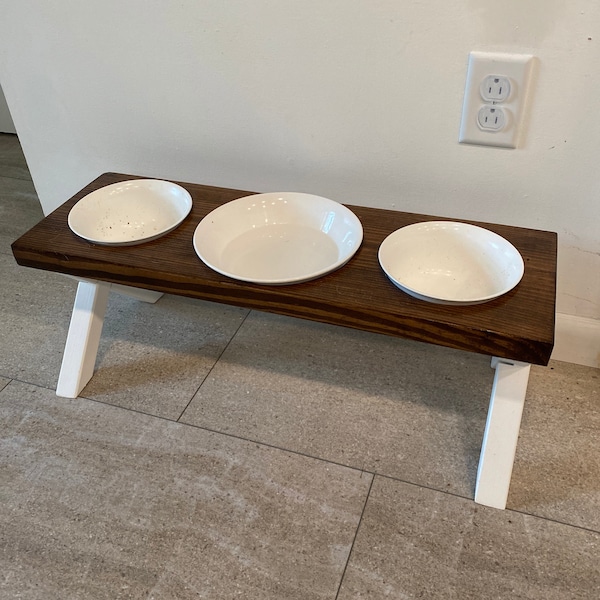 Dog Bowl, Elevated Dog Feeder, Raised Dog Bowl, 3 Dog Bowl, Farmhouse ...