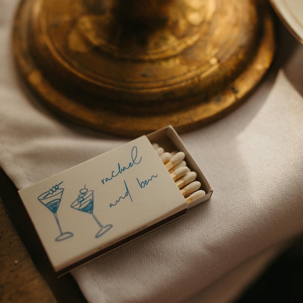 Cocktail Doodle Personalized Wedding Favor Matchboxes, Hand Drawn Cute ...