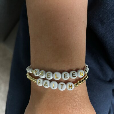 Personalized Word Bracelet Stacking Mama Bracelet Custom Name Beaded ...