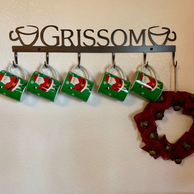 Coffee Cup Rack 6 Hook, Custom With Name in Print Font, 2 Cup - Etsy