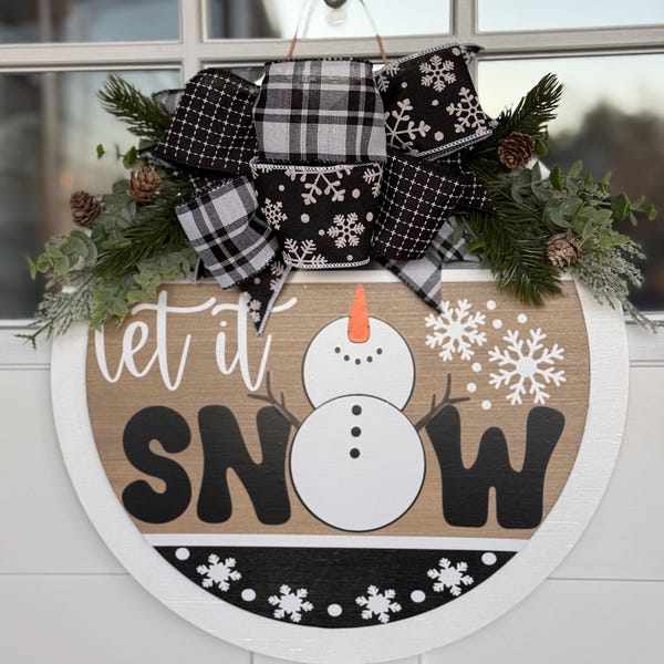 Winter Front Door Decor | Let It Snow | Snowflake Front Door Wreath ...