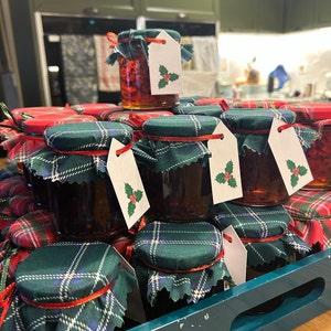 JAM COVERS Fabric 2 Sizes Avalible X 36 GINGHAM Includes Bands. 11 ...