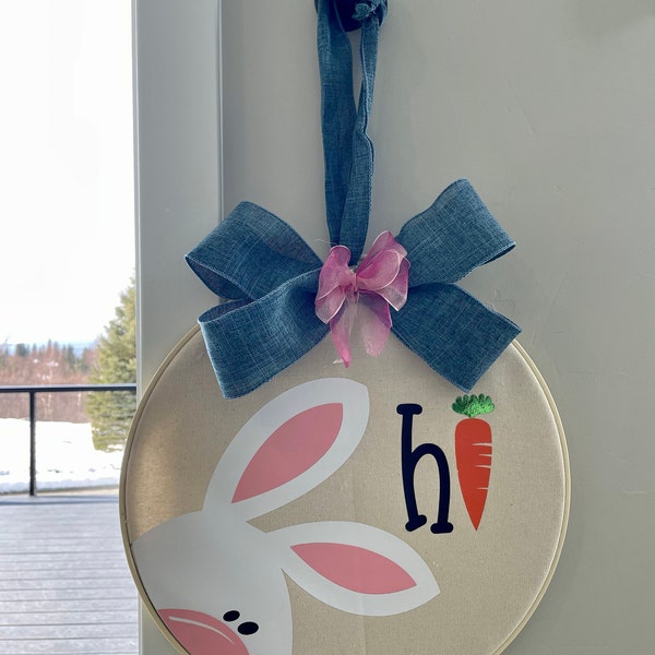 Easter Bunny Door Hanger SVG | Bunny Hi Welcome Sign Laser Cut File ...